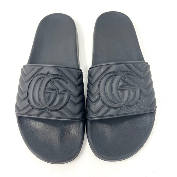 Gucci | Shoes | Gucci Mens Matelasse Gg Quilted Slide Sz 2 Sandal Black ...